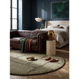 Wollteppich Hoch-Tief Salbeigr&uuml;n &Oslash;160 cm - GANNEL KADIMA DESIGN