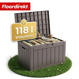 Floordirekt Gartenbox in Holz-Optik Wetterfeste Kissenbox f&uuml;r Terrasse & Balkon Braun