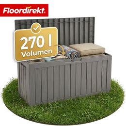 Floordirekt Gartenbox in Holz-Optik Wetterfeste Kissenbox f&uuml;r Terrasse & Balkon Braun