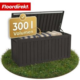 Floordirekt Gartenbox in Holz-Optik Wetterfeste Kissenbox f&uuml;r Terrasse & Balkon Anthrazit