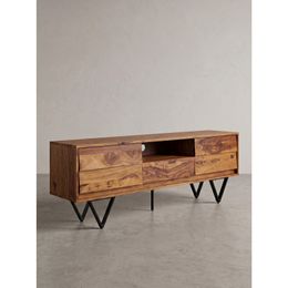 Lowboard Dunkles Massivholz 160x35x56 cm - AREZZO KADIMA DESIGN