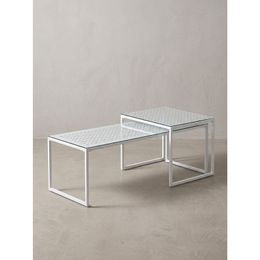KADIMA DESIGN Sofatische 2er-Set Sicherheitsglas Wei&szlig; 100x40x35 cm Kadima