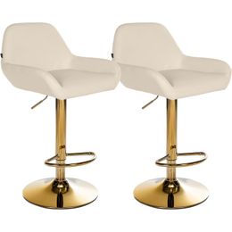 CLP 2er Set Barhocker Braga Gold Kunstleder - Farbe: creme