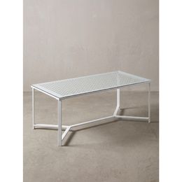 KADIMA DESIGN Couchtisch Sicherheitsglas Wei&szlig; 100x50x42 cm - ALCUDIA Kadima
