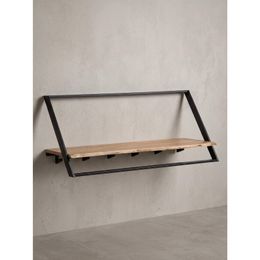KADIMA DESIGN Wandgarderobe Akazie Massivholz Akazie-Schwarz 100x32,5x40 cm Kadima