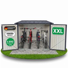 ALBATROS Premium Fahrradgarage &ndash; verzinktes Metall in Anthrazit (RAL 7016) 203x229x162cm f&uuml;r bis zu 4 Fahrr&auml;der wetterfest
