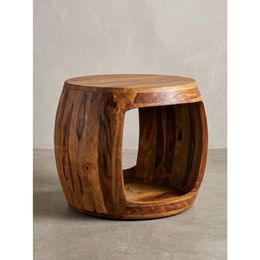 KADIMA DESIGN Beistelltisch Dunkles Massivholz &Oslash; 50x40 cm - ANTEQUERA Kadima