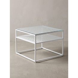 KADIMA DESIGN Couchtisch Sicherheitsglas Wei&szlig; 60x60x45 cm - ALCUDIA Kadima