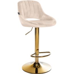 CLP Barhocker Milet Samt gold - Farbe: creme, Gestellfarbe: gold