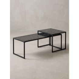 KADIMA DESIGN Sofatische 2er-Set Sicherheitsglas Schwarz 100x40x35 cm Kadima