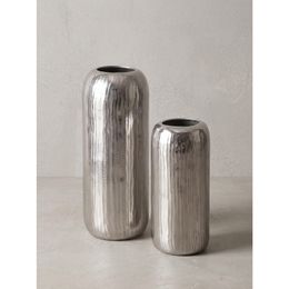 Vasen 2er-Set Aluminium Silber &Oslash; 16x40,5 cm - AMALFI KADIMA DESIGN