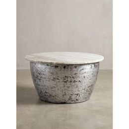 Couchtisch Marmor Beige-Silber &Oslash; 60x34 cm - HAVEL KADIMA DESIGN