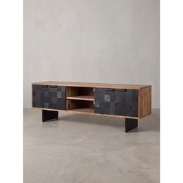 KADIMA DESIGN Lowboard Akazie Massivholz Akazie-Schwarz 150x35x45 cm Kadima