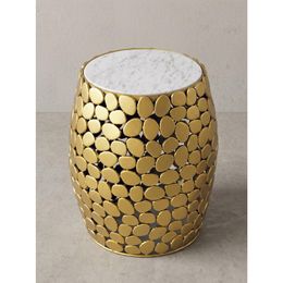 Beistelltisch Marmor Gold-Wei&szlig; &Oslash; 40x46 cm - DIEMEL KADIMA DESIGN