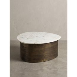 Couchtisch Marmor Wei&szlig;-Gold 63x63x30 cm - VIGEVANO KADIMA DESIGN