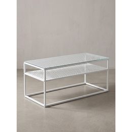 KADIMA DESIGN Couchtisch Sicherheitsglas Wei&szlig; 100x50x45 cm - ALCUDIA Kadima