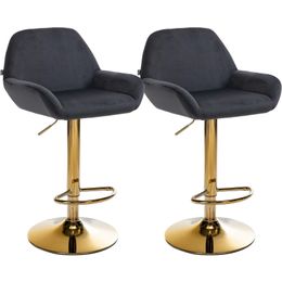 CLP 2er Set Barhocker Braga Gold Samt - Farbe: schwarz