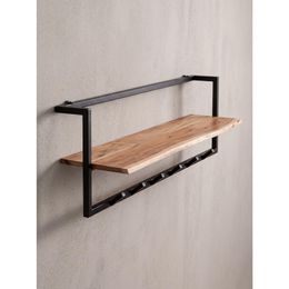 KADIMA DESIGN Wandgarderobe Akazie Massivholz Akazie-Schwarz 100x25x32 cm Kadima