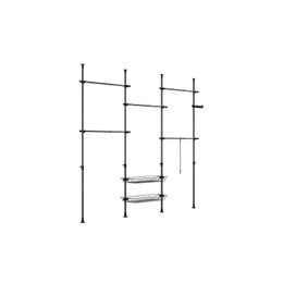 sobuy Garderobenst&auml;nder mit 2 Ablagen Schwarz 231x39,5x227cm Funktional