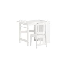 sobuy Kindertisch mit Stuhl und 2 Regalbrettern Wei&szlig; 80x50x60cm Nordisch
