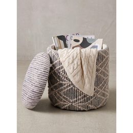 Sitzhocker Stoff Grau-Beige &Oslash; 40x45 cm - RHONE KADIMA DESIGN