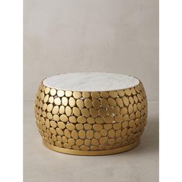 Couchtisch Marmor Gold-Wei&szlig; &Oslash; 66x32 cm - DIEMEL KADIMA DESIGN