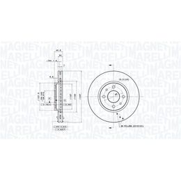MAGNETI MARELLI Bremsscheibe 360406029401 innenbel&uuml;ftet-Bel&uuml;ftung mit tropfenf&ouml;rmigen Fl&uuml;geln 257mm 22mm f&uuml;r Peugeot Citro&euml;n LANCIA Fiat ALFA ROMEO