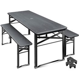 Kesser&reg; Bierzeltgarnitur 3 teilig Gartenm&ouml;bel-Set Klappbar 170 x 46 x 75cm 2X Bierb&auml;nke 1x Biertisch Festzeltgarnitur Biertisch Stehtisch Sitzgarnitur Holz 12-teiliges Bodenschoner-Set