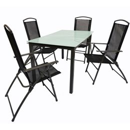 Vcm 5-tlg Gartenm&ouml;bel Set Sitzgruppe Essgruppe 1x Tisch, 4x St&uuml;hle Tisch Ma&szlig;e ca. H. 76 x B. 140 x T. 80 cm Hochlehner Set 140M Garlos