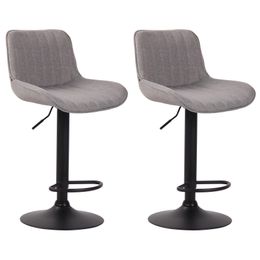 CLP 2er Set Barhocker Lentini Stoff schwarz - Farbe: grau, Gestellfarbe: schwarz