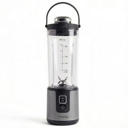 H.Koenig Mini Standmixer MOOTH9, tragbar, wiederaufladbar, 470 ml, Smoothie-Mixer, kabellos, 110 W, mit 6 Edelstahlklingen, wiederaufladbar, USB-C 3,5 h, Tragegriff, sp&uuml;lmaschinengeeignet, Grau