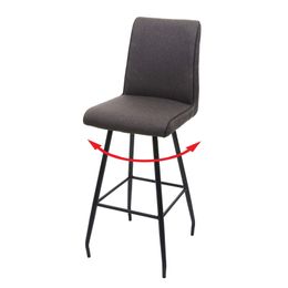 Barhocker MCW-H72, Barstuhl Tresenhocker, drehbar Auto-Position Fu&szlig;ablage Stahl Stoff/Textil ~ grau-braun