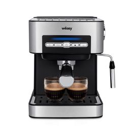 WEASY W&euml;asy Espressomaschine KFX32 / Fassungsverm&ouml;gen 1,6 L / 4 Programme / Filter aus Edelstahl und Messl&ouml;ffel / Edelstahl/ 850 W / Silber