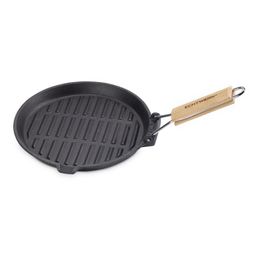 ECHTWERK Grillpfanne aus GUSS mit Holzgriff 23cm