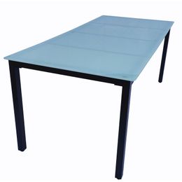 Vcm Gartentisch aus Glas und Aluminium Esstisch ca. H. 73 x B. 140 x T. 80 cm Anthrazit Balkontisch Gartenm&ouml;bel