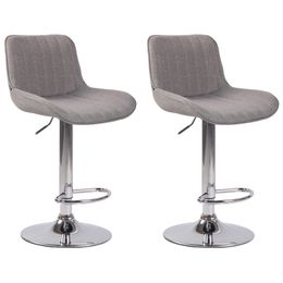 CLP 2er Set Barhocker Lentini Stoff chrom - Farbe: grau, Gestellfarbe: chrom