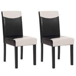 MCW 2er-Set Esszimmerstuhl K&uuml;chenstuhl Stuhl Littau ~ schwarz-wei&szlig;, dunkle Beine