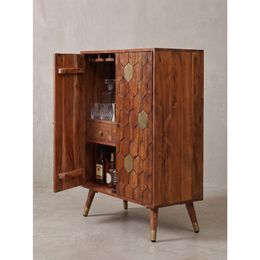 KADIMA DESIGN Hausbar Akazie Massivholz Dunkelbraun 75x46x96 cm - ARENZANO Kadima