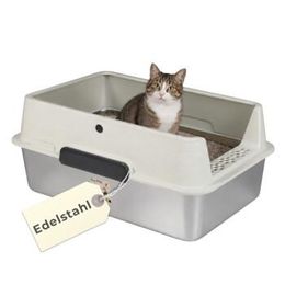 GarPet Edelstahl Katzenklo Hoher Rand Katzen WC