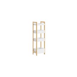SoBuy Badezimmerregal mit 4 Ablagen Wei&szlig; 28x20x90cm Modern