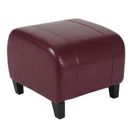 MCW Hocker Sitzw&uuml;rfel Sitzhocker Aversa, Leder + Kunstleder, 37x45x47 cm MVG-zertifiziert ~ rot