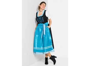 4054697919875 - Große Größen Dirndl mit Schürze 2tlg schwarz-türkis Gr50