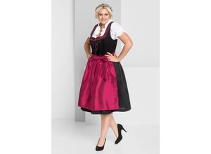 4054697537253 - Große Größen Dirndl mit Schürze und Bluse 3tlg schwarz-rot Gr56