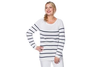 4054697043969 - Große Größen Pullover in Ringeloptik weiß-marine Gr40 42