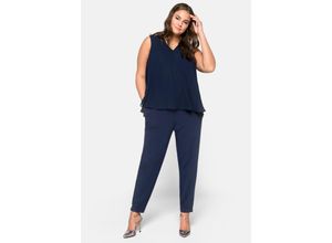 4063134689455 - Große Größen Jumpsuit im Lagenlook mit Chiffon-Oberteil marine Gr56