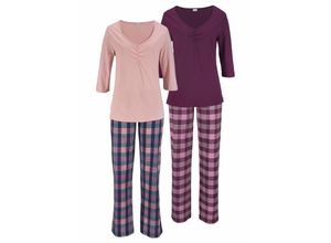 4054697578218 - Große Größen Pyjama rosé+bordeaux Gr52 54