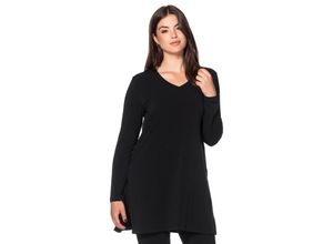 6956440215303 - Große Größen Longshirt mit Seitenschlitzen schwarz Gr56 58