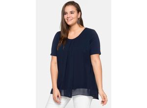 4063134705858 - Große Größen Blusenshirt mit gelegten Falten im Lagenlook marine Gr56