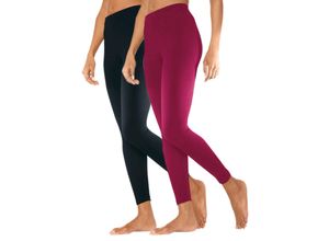 4035156729853 - Große Größen Doppelpack Leggings mit Gummibund himbeere+schwarz Gr48 50