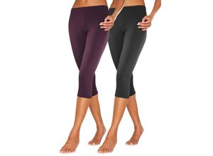 4035156727163 - Große Größen Doppelpack Capri-Leggings beere+schwarz Gr52 54